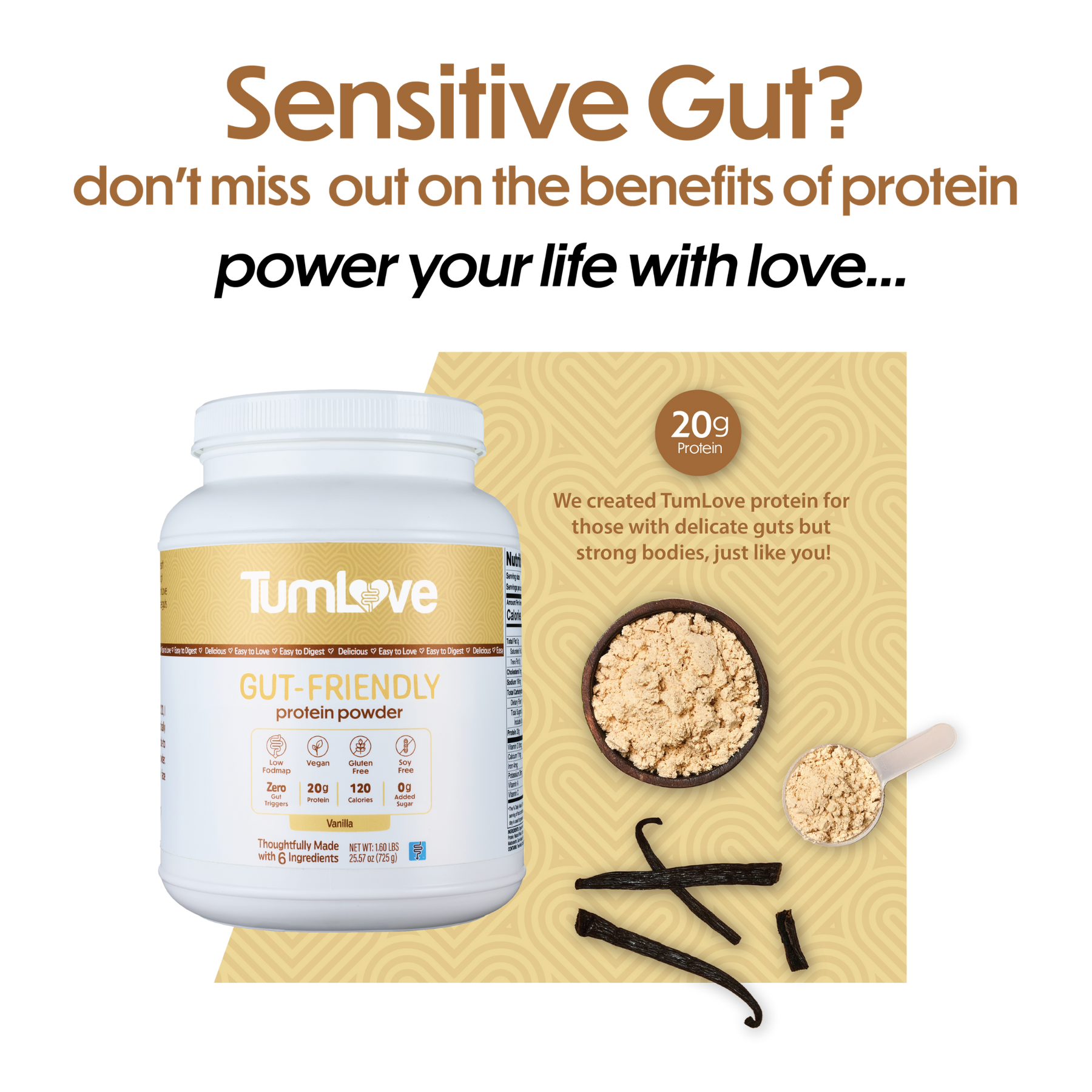Gut-Friendly & Low FODMAP Protein Powder - Vanilla – Tumlove
